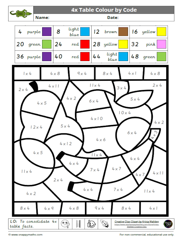 Free 4x Table Worksheets and Games (no sign-up) - Snappy Maths