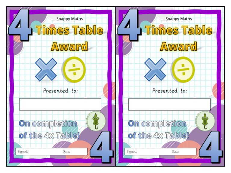 Free 4x Table Worksheets and Games (no sign-up) - Snappy Maths