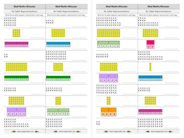 Free 4x Table Worksheets and Games (no sign-up) - Snappy Maths