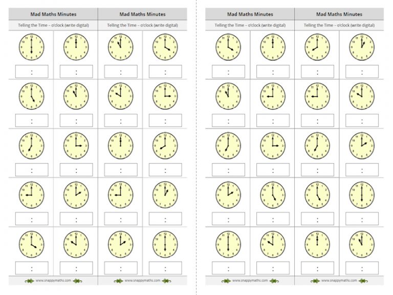 Time Worksheets, Games and Resources - Snappy Maths