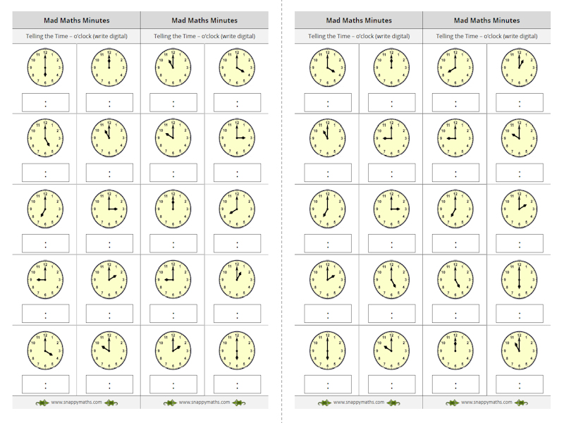 Time Worksheets, Games and Resources - Snappy Maths