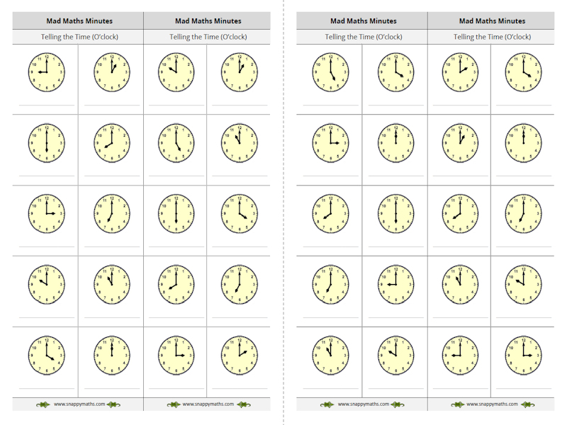 Time Worksheets, Games and Resources - Snappy Maths